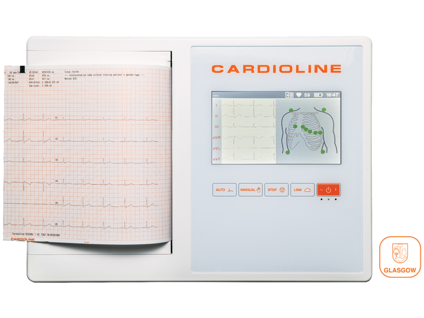 CARDIOLINE ECG 200L FULL (Glasgow + EasyApp) a 12 DERIVAZIONI - schermo ...